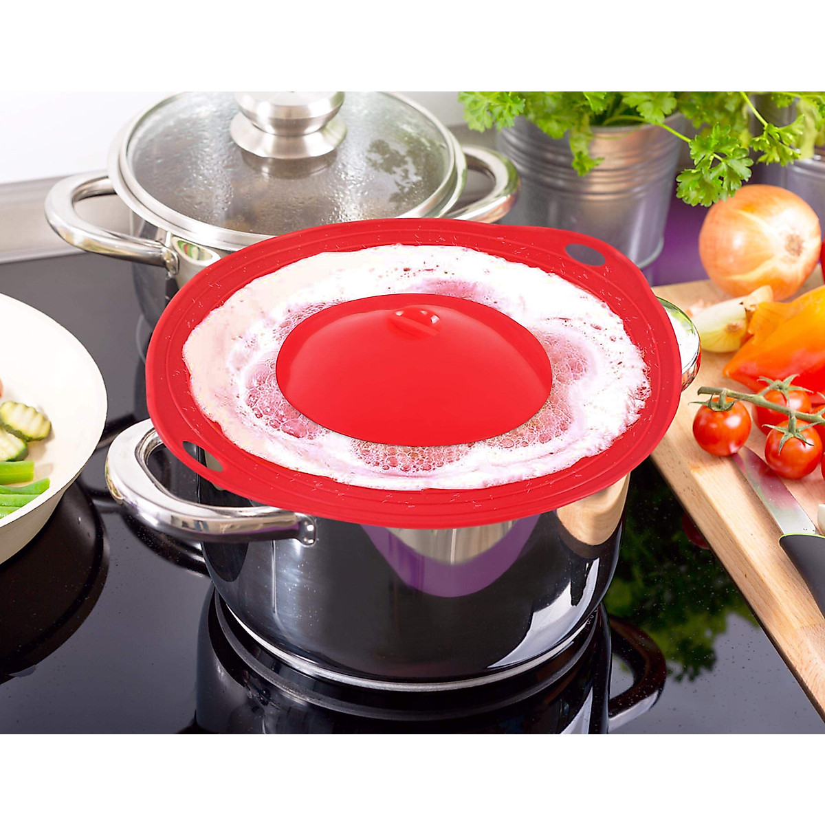 Boil Over Spill Stopper - Over Spill - Spill Stopper Lid Cover - Boil Over Disk - Spill Stopper Lid Cover Silicone Boil Over Safeguard Pot - No Spill Lids - Milk Spill Stopper - Pot Boiling Over