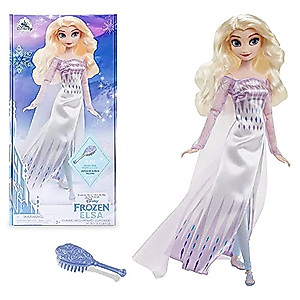 Disney Store Official Princess Elsa Classic Doll for Kids, Frozen 2, 11½ Inches, Includes Golden Brush with Molded Details, Fully Posable Toy in Satin Dress - Suitable for Ages 3+ Toy Figure