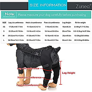 Zunea 1Pair Dog Leg Brace for Hind Leg ACL CCL Tear Canine Rear Hock Joint Brace Dogs Back Legs Compression Sleeve Wrap Protector and Extra Support for Wound Injury and Sprain Healing of Arthritis S