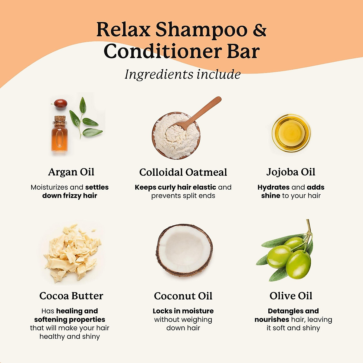 Naturel Relax Moisturizing Shampoo and Conditioner Set with Argan Oil and Colloidal Oatmeal for Curly, Wavy, Dry, or Frizzy Hair - Vegan, Made in USA
