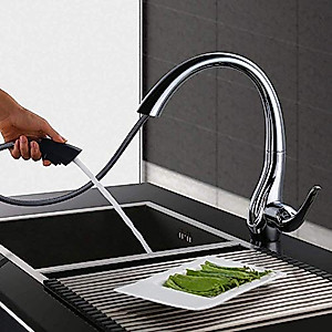 Y-LKUN Taps Modern Kitchen Sink Basin Mixer Tap Single Handle Sink Mixer Tap Pull-Out Faucet Sink Can Rotate Single Handle Single Hole Faucet