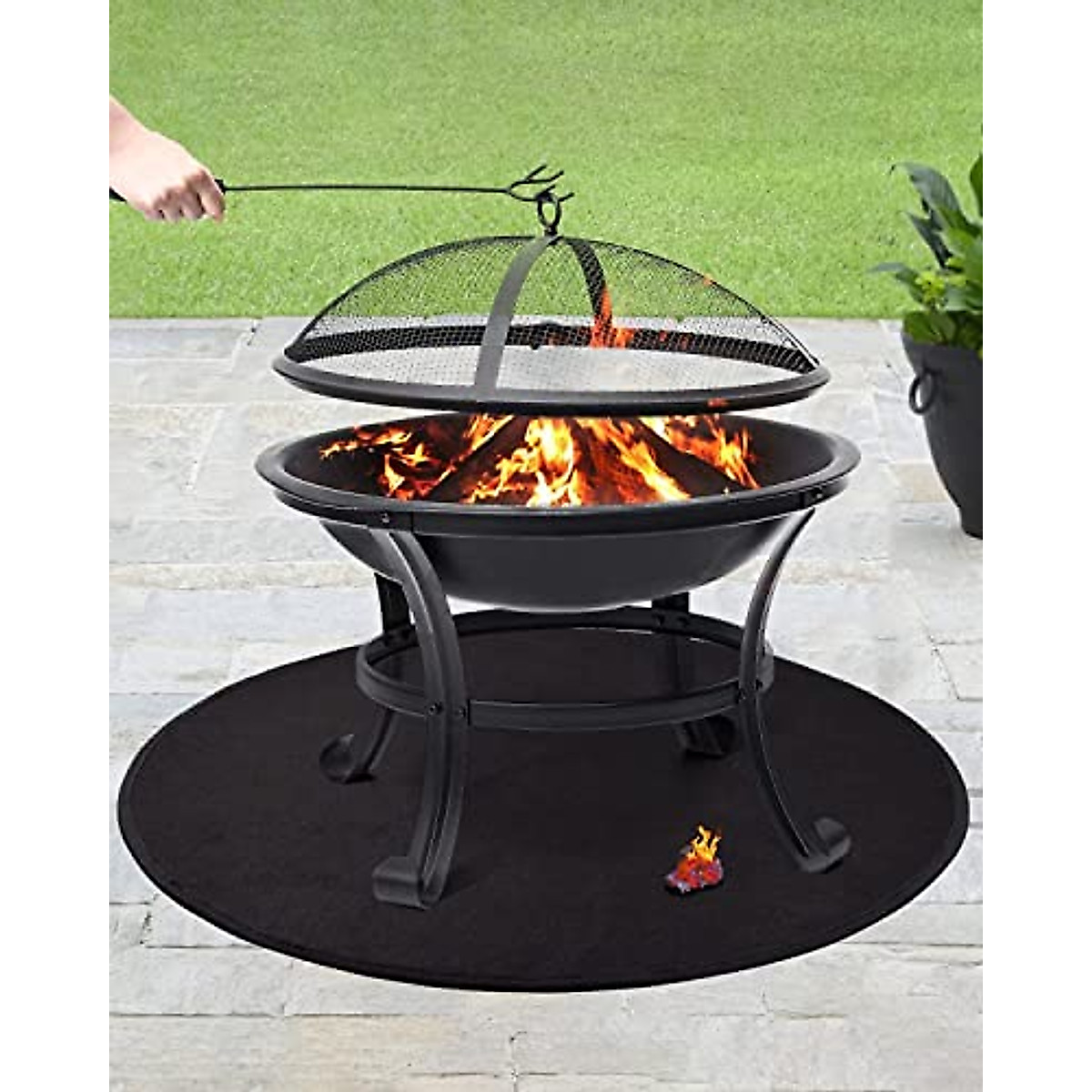 Heavy Duty Firepit-Mat for Deck Fireproof 36 Inches - 3 Layers Fire Pit Mats for Grass Patio Floor Protector Heat Resistant Retardant Fire Proof Rug Under Grill Ember Mat Round