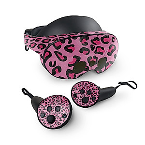 MightySkins Glossy Glitter Skin Compatible with Meta Quest Pro - Pink Leopard | Protective, Durable High-Gloss Glitter Finish | Easy to Apply, Remove, and Change Styles | Made in The USA