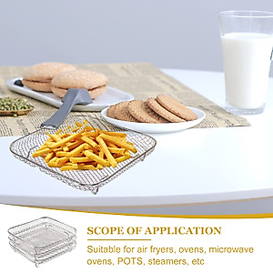 Air Fryer Rack for Instant Vortex: 3 Pack 8Inch Three Stackable Racks Square Air Fryer Rack Stainless Steel Air Fryer Basket Dehydrator Rack for Cosori,Instant Vortex,Nuwave,Ninja Air Fryer