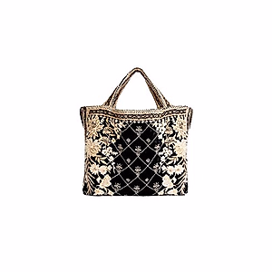 Johnny Was Othilia Black Velvet Cream White Lace Velvet Bag Handbag Purse New