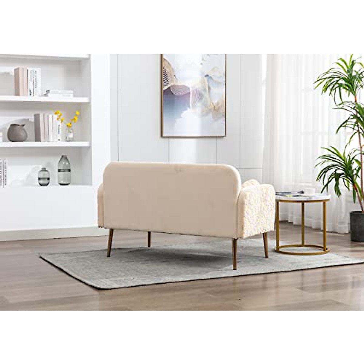 Nigwedete 55'' W Loveseat Sofa, Accent Sofa with Metal Feet, Modern Upholstered Sofa Couch for Small Living Room, Apartment and Small Space, Beige