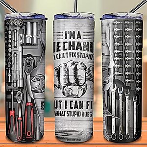 Mechanic Tools Box Motivational Car Love Funny Tumbler Cup Best Gift For Mens, Dad, Plumber Handyman - Double Wall Vacuum Thermos Insulated Travel Coffee Mug 20oz With Lid