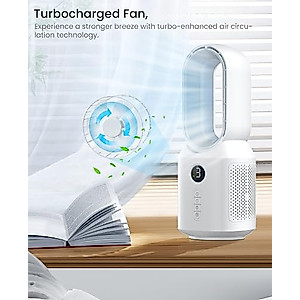 let'me Desk Fan, 13 Inch Bladeless Fan 4400mAh Battery Operated Fan Small Office Fan, USB Portable Fan With Comfy Wind, Desk Fans MINI Quiet with 3 speeds Touch Control for Office Bedroom Dorm