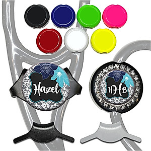 Custom Adjustable Blue Floral Yoke Stethoscope ID Name Tag - Fits All Stethoscopes, Personalized with Monogram and Occupation Title - Hospital Nurse Identification