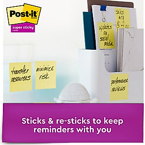 Post-it Super Sticky Pop-up Notes, 3x3 in, 10 Pads, 2x the Sticking Power, Canary Yellow, Recyclable (R330-10SSCY)