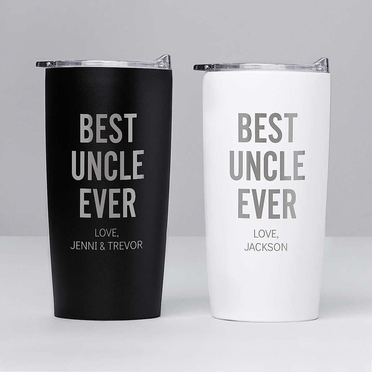 Lifetime Creations Engraved Personalized Best Uncle Ever Stainless Steel Tumbler with Lid 20 oz (Black) - Uncle Gift from Niece or Nephew, Coffee Travel Mug