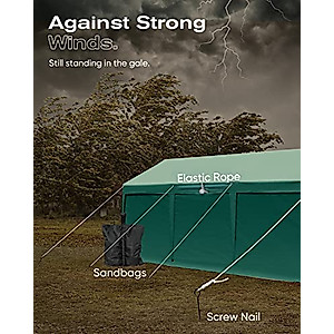 FINFREE 10 x 20 ft Heavy Duty Carport with Removable Sidewalls and Doors，Car Cnopy with 4 sandbags, Garage Shelter for Outdoor Party, Birthday, Garden, Boat, Green