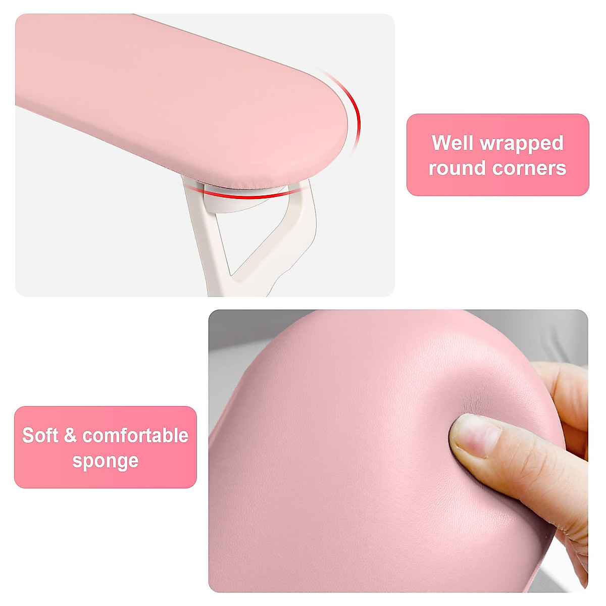 Diesisa Nail Arm Rest, Foldable PU Leather Nail Arm Rest for Nails with Soft Table Mat, Soft Hand Rest for Acrylic Nails/Nail Hand Rest for Manicure Salon Use-Pink