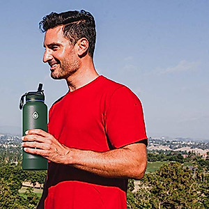 ThermoFlask Double Wall Vacuum Insulated Stainless Steel Water Bottle, 40 Ounce, 2-Pack, Ice Grey/Pine