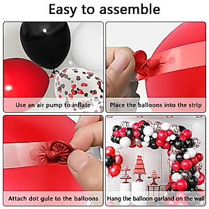 YOYOWY 133 pcs Red Black and White Latex Balloons, Black Red Confetti Balloons Garland Arch Kit for Birthday Baby Shower Party Wedding New Year Decorations