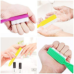 DAYGOS 24pcs Handle Grip Nail Brush - Finger Nail Brushes for Cleaning, Hand Fingernail Scrub Brush Kits for Toes and Nails Cleaner, Long Handle Pedicure Brushes for Men and Women, Multicolor