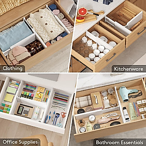 Lifewit 5 Pack Drawer Dividers 5" High, 13.5-22" Adjustable Clothes Organizers, Expandable Dresser Separators in Bedroom/Bathroom/Kitchen/Office