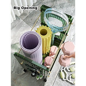 Yoga Mat Holder Fitness Yoga Mat Storage Racks Display Shelf, Multifunctional Yoga Mat Holder Mobility Equipment with Wheels/Hooks, Exercise Mats Organizer (Color : Green)