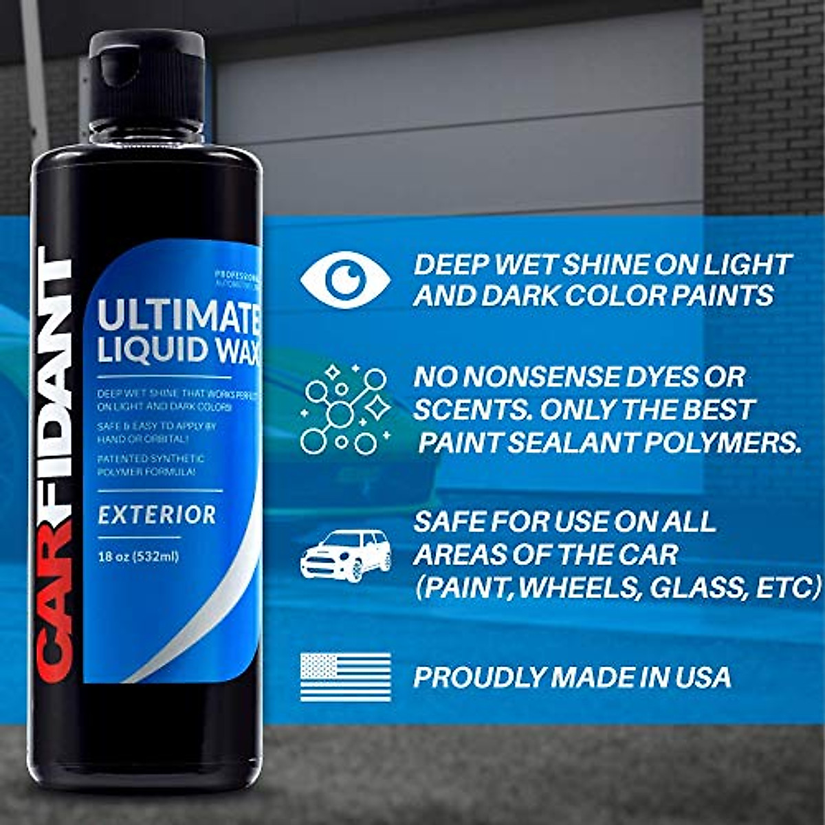 Carfidant Premium Liquid Car Wax Kit - Ultimate Liquid Wax Paint Sealant - Easy to Apply - Nano-Polymer Protection - Car Detailing Products Car Wash Kit - Microfiber Towel + Applicator