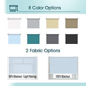 Motorized Blackout Valanced Window Shades, Remote Control Wireless and Rechargeable Roller Blinds with Top Valance, UV Protection White Fabric Roller Shades for Windows, Doors, French Door