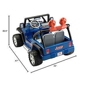 Power Wheels Hot Wheels Jeep Wrangler Ride-On Battery Powered Vehicle with Music Sounds & Storage for Preschool Kids Ages 3+ Years
