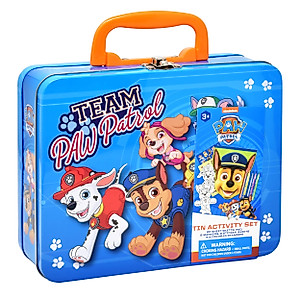 Paw Patrol Coloring and Activity Tin Box, Includes Markers, Stickers, Mess Free Crafts Color Kit in Tin Box, for Toddlers, Boys and Kids