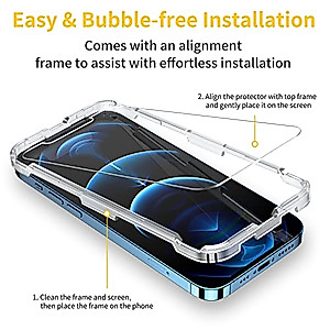 UNBREAKcable 3-Pack Screen Protector for iPhone 12 Pro Max, Double Shatterproof Tempered Glass [Easy Installation] [9H Hardness] [99.99% HD Clear] [Case Friendly] for iPhone 6.7 inch