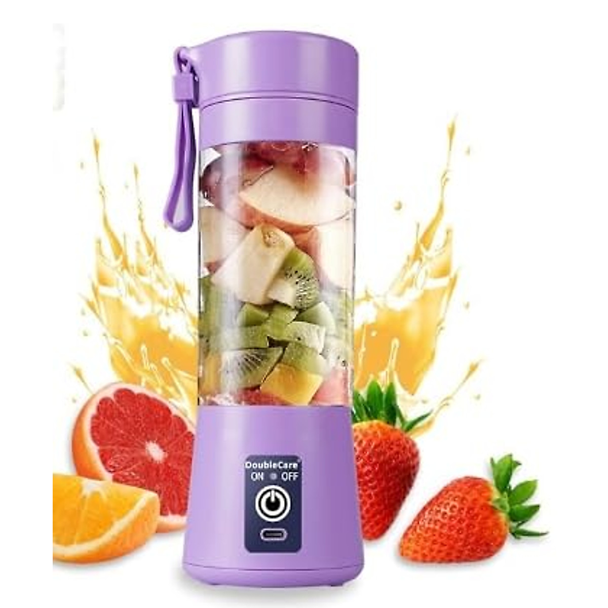 Portable Blender, Personal Mini Juice Blender, USB Rchargeable Juicer Cup with Six Blades in 3D, Smoothie Blender Home/Office/Outdoors, Dark purple (purple)