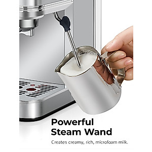 CHULUX Kompatto Espresso Machine 20 Bar with Milk Frother, Stainless Steel Automatic Espresso Coffee Machine for Home Latte & Cappuccino Maker, 40oz Removable Water Tank, 1350W
