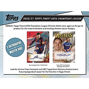 2020-21 Topps Champions League Finest Soccer UEFA Hobby Box (12 Packs/5 Cards:2 Autos)