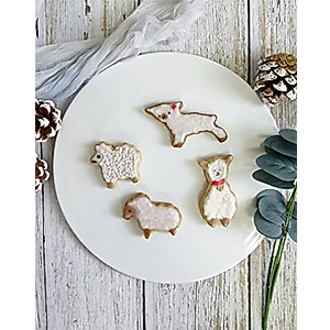 Sheep Shaped Cookie Cutter Set of 4 pcs, Stainless Steel Cute Lamb Series Fondant Cutters