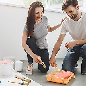 3 Pieces Chalk and Wax Paint Brushes Bristle Stencil Brushes for Wood Furniture Home Decor, Including Flat, Pointed and Round Chalked Paint Brushes (Burlywood)