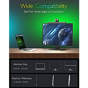 Computer Laptop Monitor Light Bar ,8W USB Working RGB Lamp , Dual Light Desk Lamp , Touch Control & Stepless Dimming & Hue Adjustment, Home Office Desk Light, Gift for Your Family and Friends