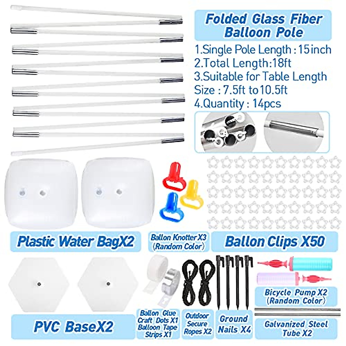 Balloon Arch Kit Adjustable Balloon Stand for Outdoor Decoration Garden Birthday Wedding Holiday Party Graduation Supplies (9Ft Wide 9Ft Height)