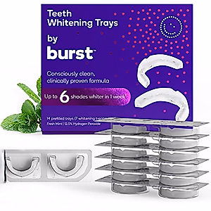 BURST Teeth Whitening Kit - Sensitive Teeth Friendly - 7 Treatments with 12.5% Hydrogen Peroxide - Results in 15 Min. + Up to 6 Shades Whiter in 1 Week - Teeth Whitener with Prefilled Gel Trays