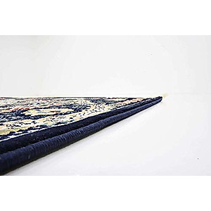 Unique Loom Narenj Collection Classic Traditional Medallion Textured Design Area Rug, 5 x 8 ft, Navy Blue/Tan