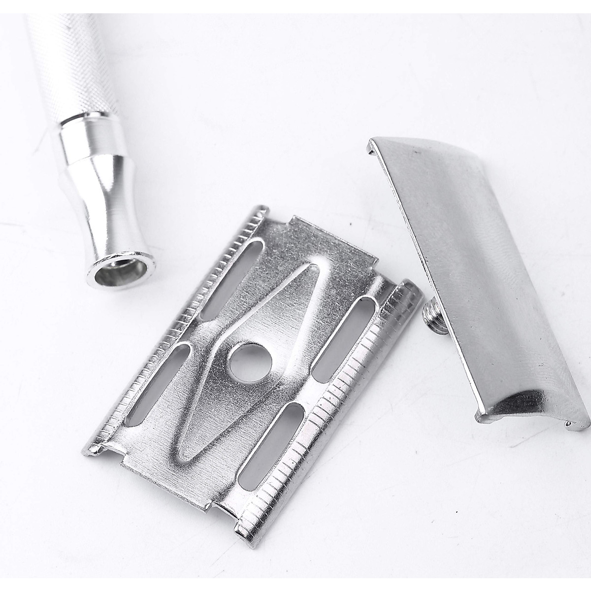 Tianwei Double Edge Safety Razor for Men & Women | Silver Waste Free Sided Vintage Shaving Fits All Edged Blades Zero Timeless