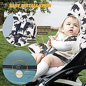 Baby Seat Pad Liner for Stroller–Soft and Breathable，3D Air Mesh Cotton Universal Baby Stroller Cushion (Black Bear)