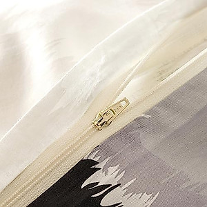 YuHeGuoJi Abstract Geometric Duvet Cover King 100% Cotton Gradient Striped Duvet Cover 3 Pcs Set 1 Black and White Stripe Duvet Cover with Zipper Ties 2 Pillowcases Neutral Wave Patterned Bedding