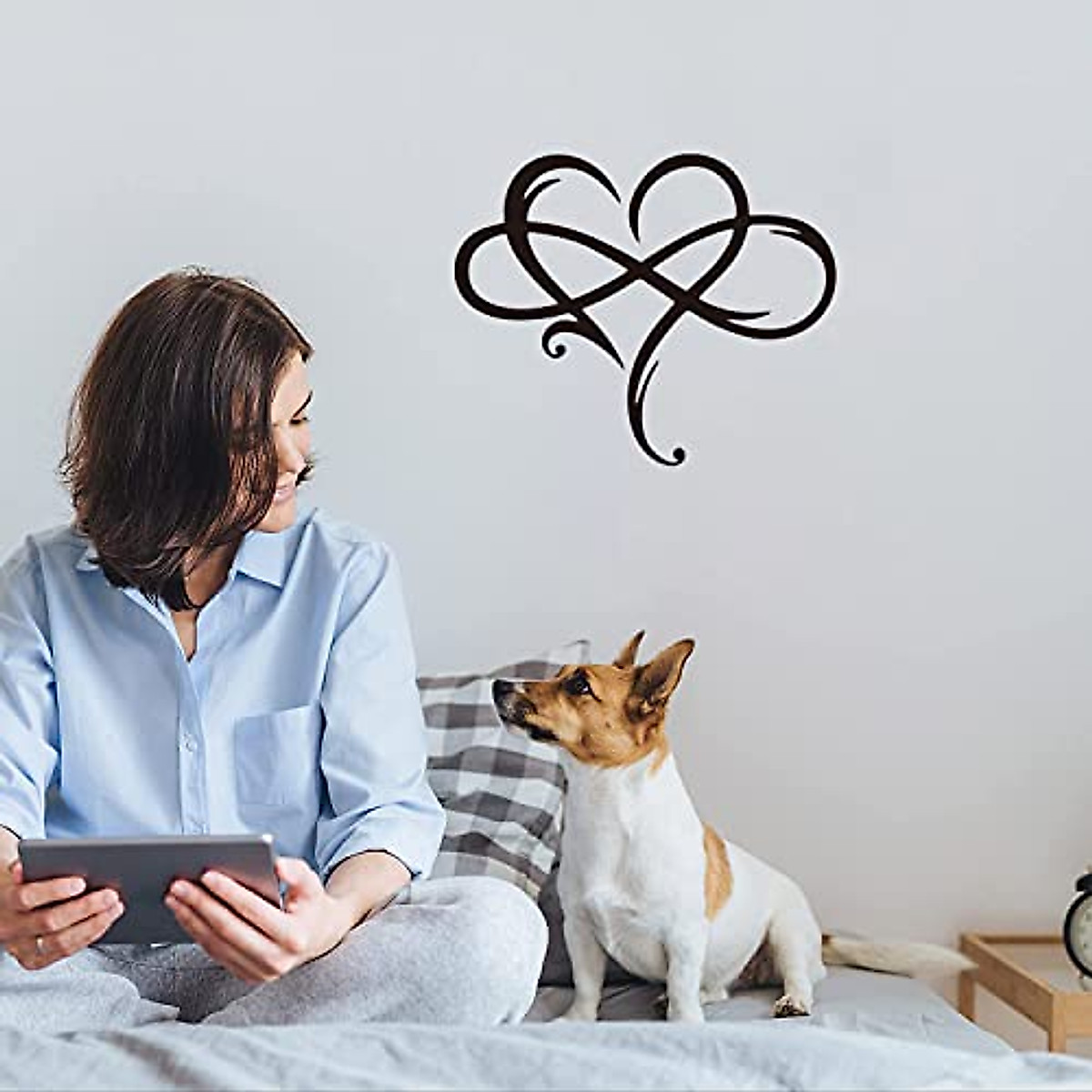 Infinity Heart Metal Wall Decor Art Eternal Love Infinite Heart wall decor 14x17 inch Unique Infinity Heart Wall Decor Love Sign Plaque Steel Art Geometric Bedroomr Ornaments Cut Out for Home Wedding Decor Black Indoor Outdoor Christmas Presents Gifts