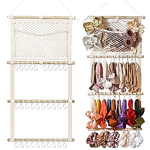 kangaroo Headband Holder Hair Bows Organizer for Baby Girls Large Capacity Bow Holder Hair Accessories Wall Hanging Organizer for Toddler Baby Girl Nursery Room Decor (White)