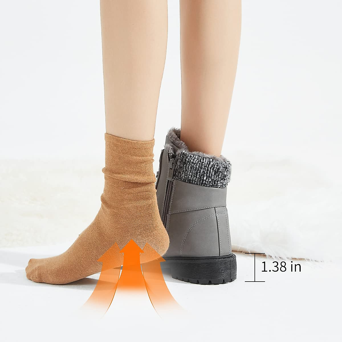 yageyan Womens Winter Snow Boots Warm Fur Lined Winter Water-resistan Ankle Booties Zipper Anti-Slip Combat Boots(Grey7)