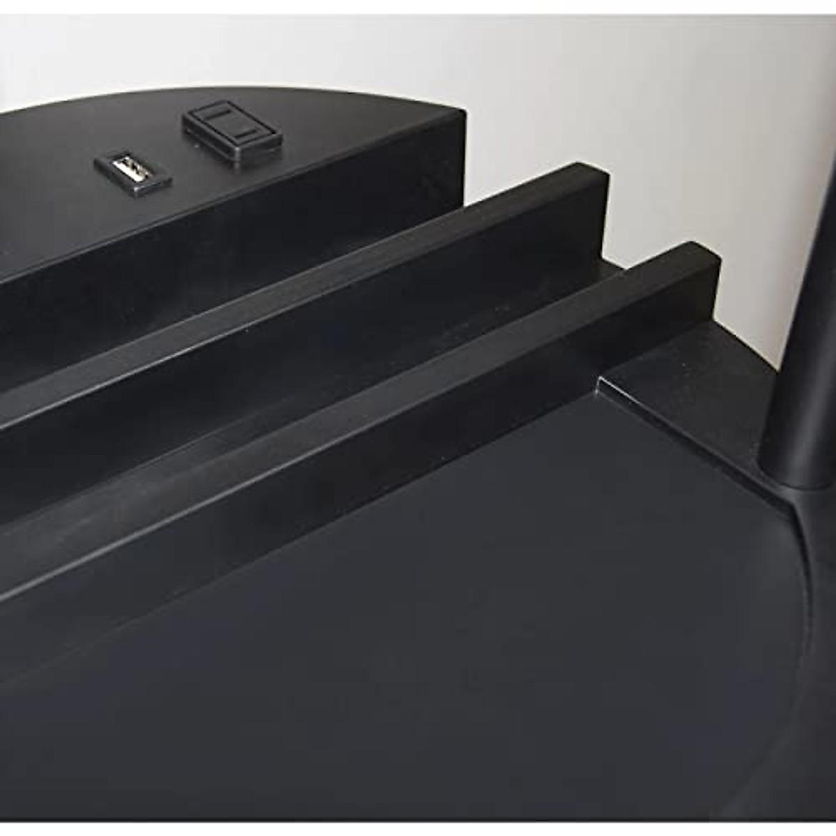 Adesso 3116-01 USB & AC Charging Station Floor Night Lamp with 2 Storage Shelves and Device Holders Black, 63"