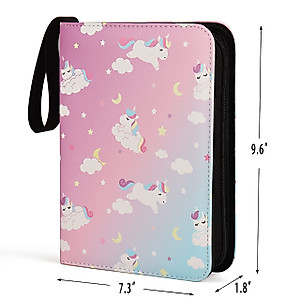 4 Pocket Trading Card Binders for 400 Cards, Rainbow Unicron Pattern