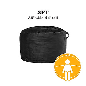 Codi Bean Bag Chair with Filler Included for College Students, 3 FT Comfy Beanbag Chairs for Adults - Machine Washable, Black, 3ft