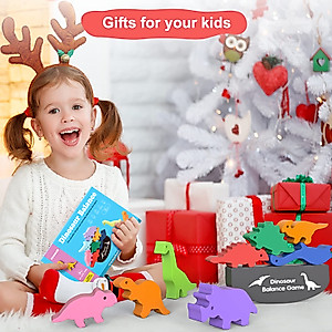 FRONOR Toys for 3-7 Year Old Boys Girls, Dinosaur Building Wooden Blocks STEM Montessori Educational Stacking Toys Birthday Toys Gifts for 3 4 5 6 7 Year Old Girls Gifts (Green)