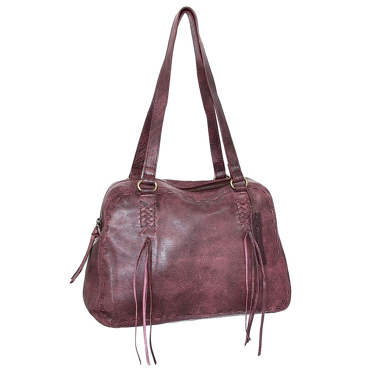 Yara Leather Bowler Bag (Burgundy)