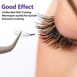 WBCBEC 3 Pairs Replacement Eyelids for Mannequin Head Removable Realistic Eyelids with Eyelashes Mannequin Head Eyelids for Eyelash Training Practice Makeup Eyelash Extensions