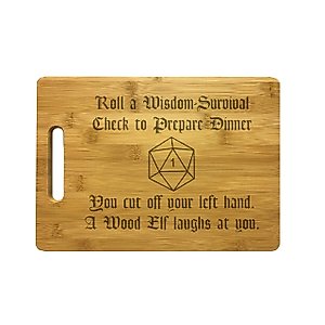 D&D Roleplaying Wisdom Check Engraved Cutting Board - Bamboo - Nerdy Gifts, Dungeons Dragons