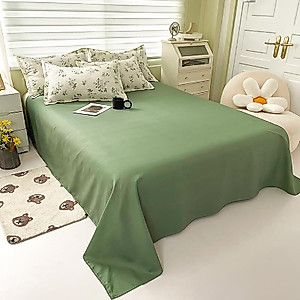 Kimko Floral Bedding Set with Zipper Closure Reversible Soft Flower Duvet Cover Set,Easy Care,Breathable and Durable【4Pcs -1 Duvet Cover + 1 Flat Sheet + 2 Pillowcases】 (Queen, # 05)